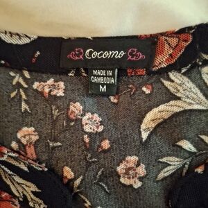 Cocomo | Tops | Cocomo Womens Black And Red Floral Blouse | Poshmark
